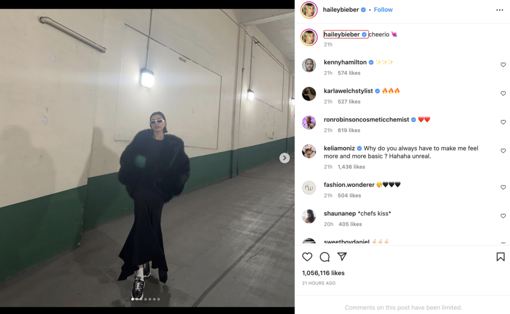 Hailey Bieber Limits Comments