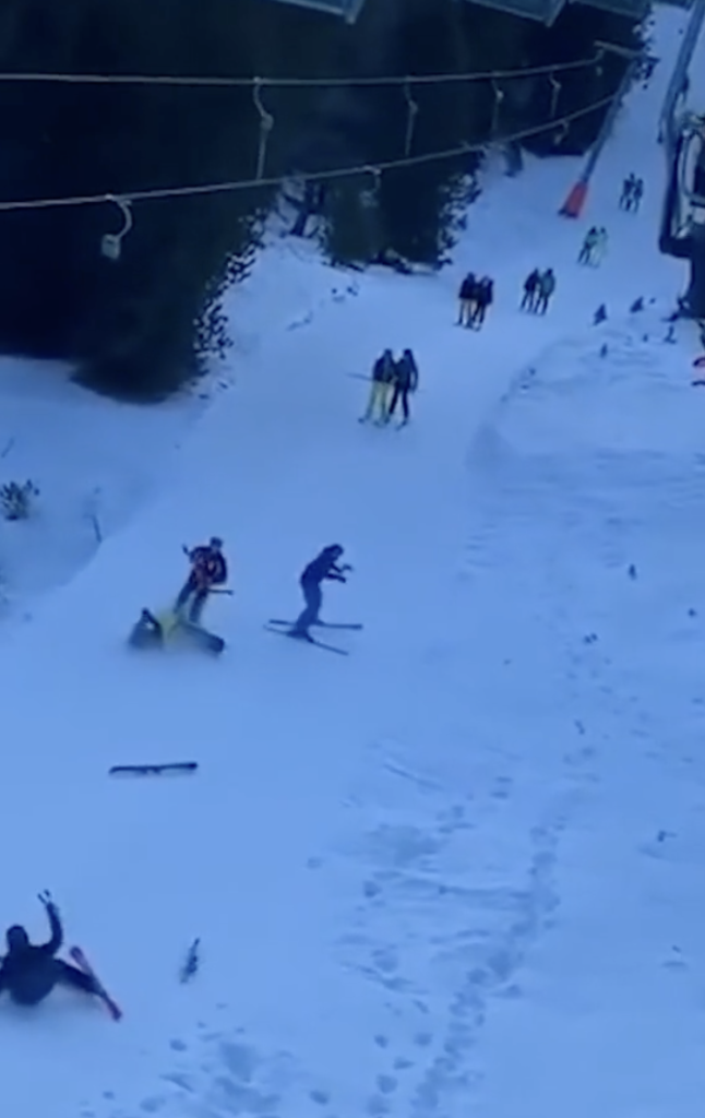 Snowboarder Wipes Out Slope Of People Austria Video Watch