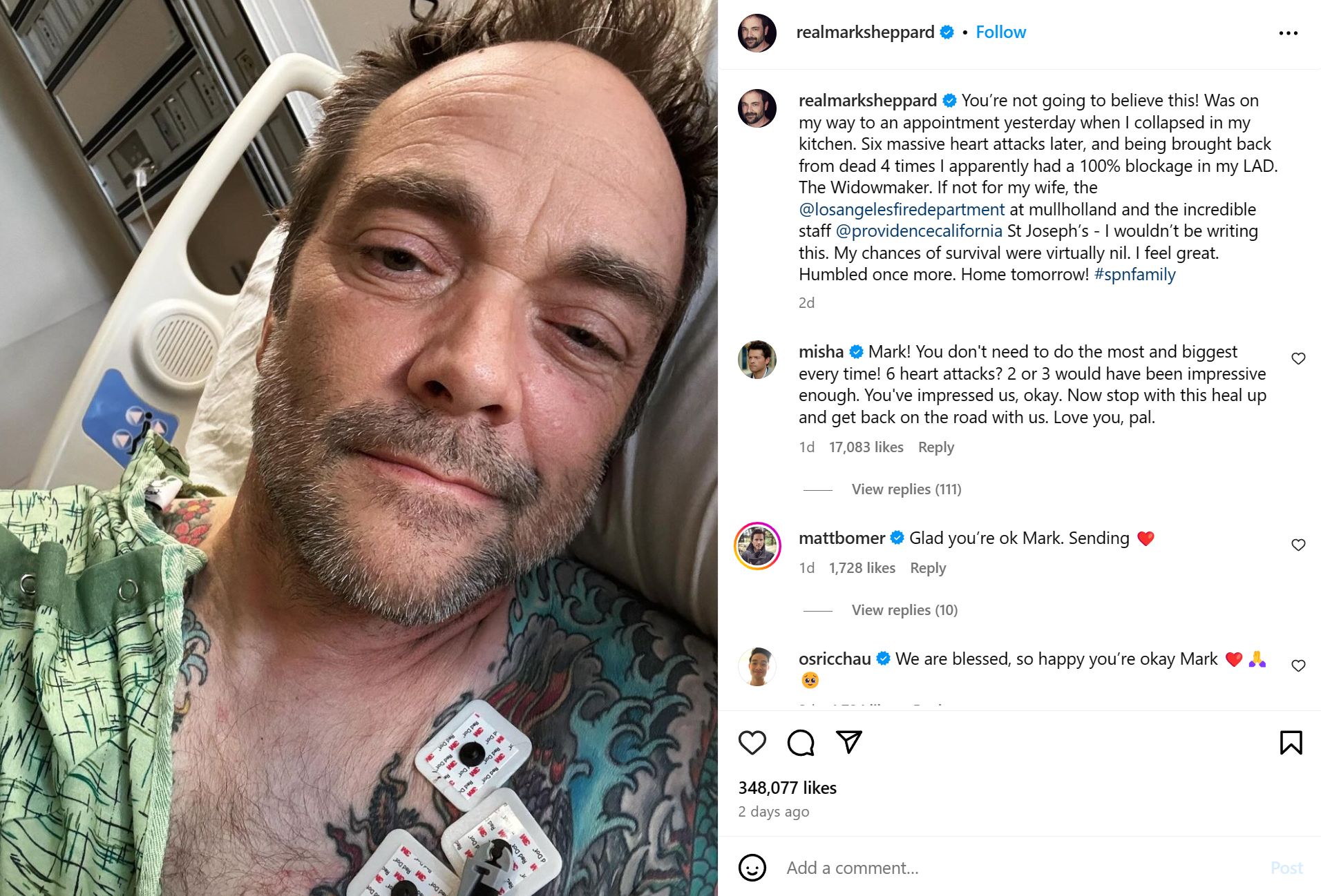 Supernatural Star Mark Sheppard Hospitalised