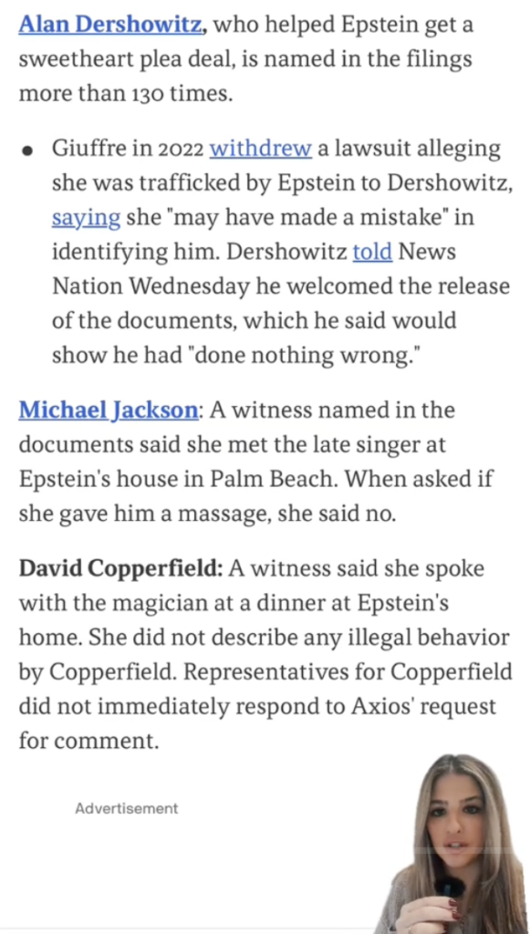 Who is Alan Dershowitz Epstein List Video Defence