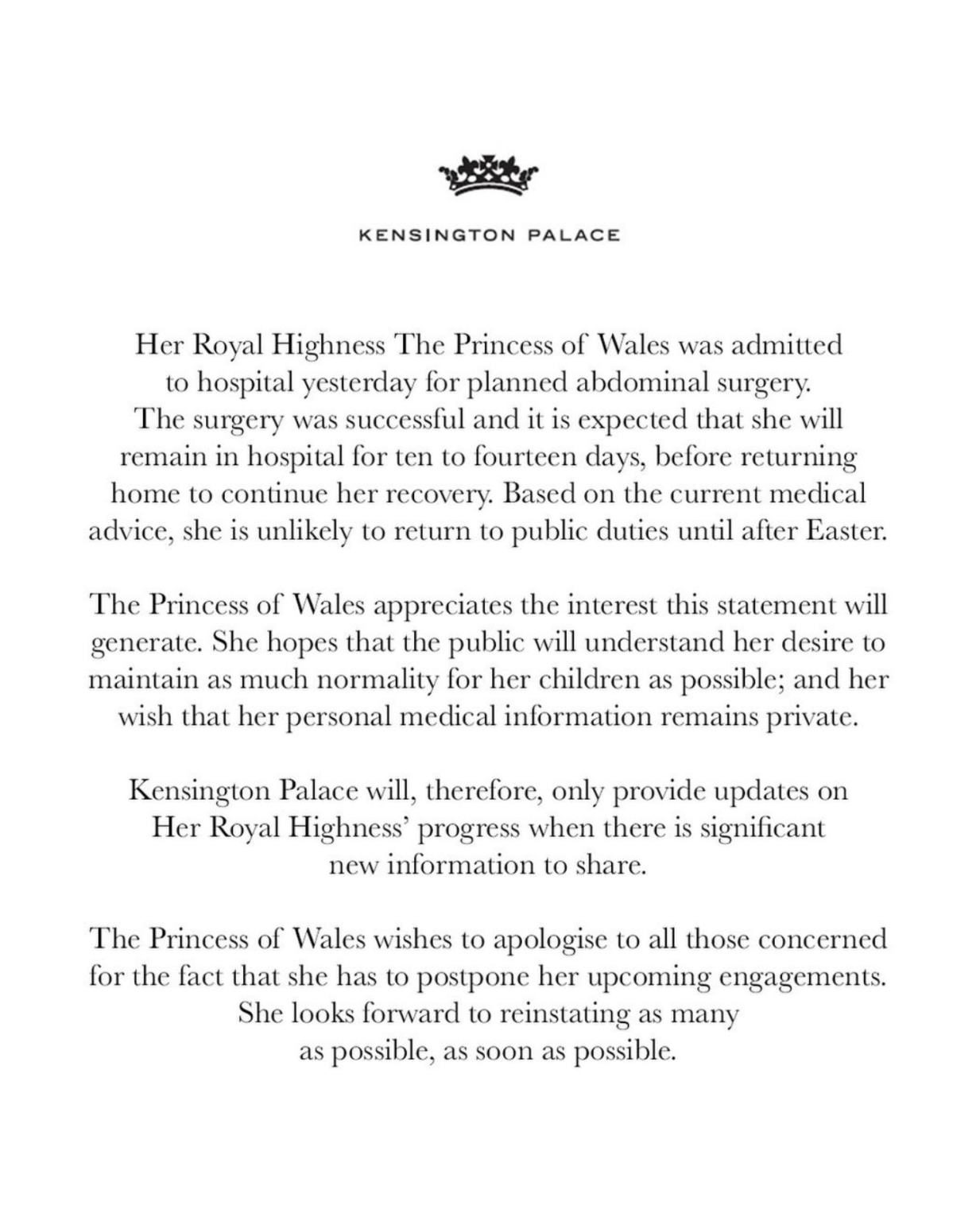 What Happened To Kate Princess Of Wales Abdominal Surgery
