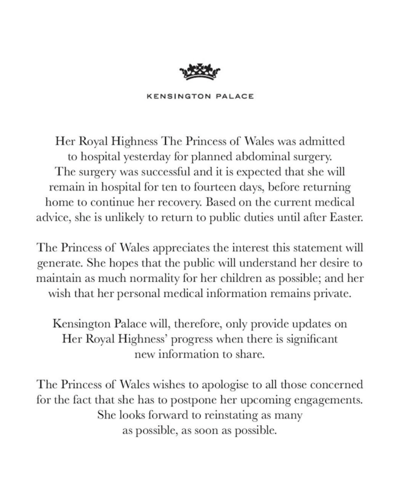 What Happened To Kate Princess Of Wales Abdominal Surgery