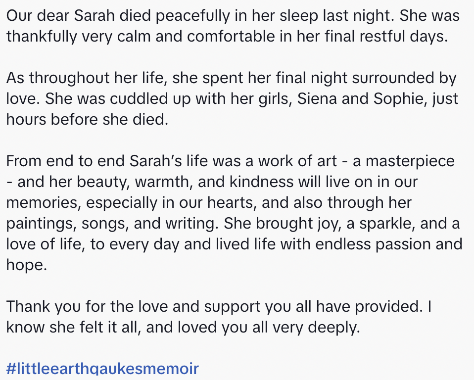 Sarah Mandel Goodbye Video Death Announcement Viral Explained