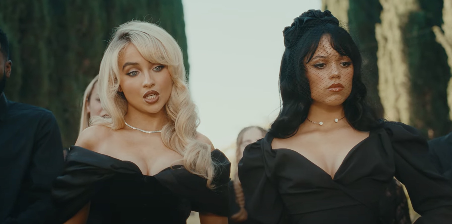 Sabrina Carpenter and Jenna Ortega Music Video Kiss