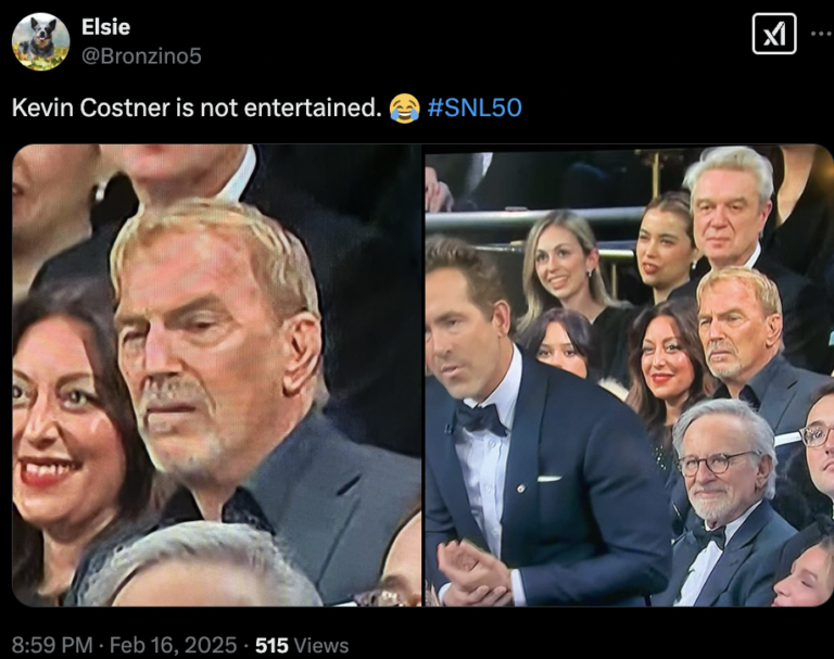 Kevin Costner SNL 50 Reaction To Ryan Reynolds Justin Baldoni Joke