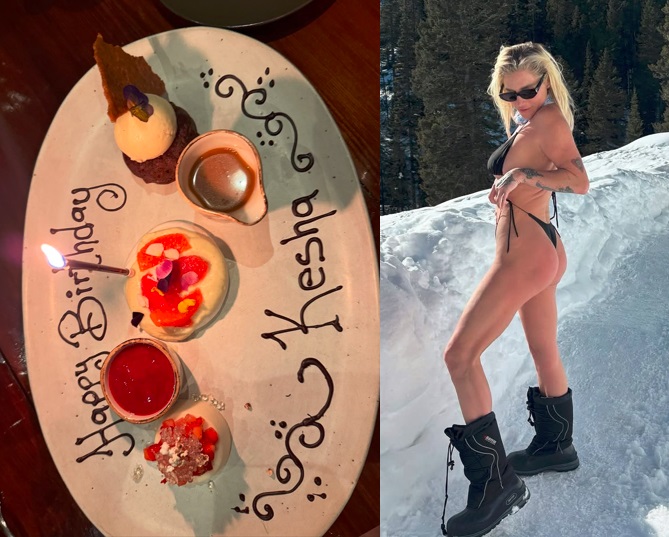 Kesha Stuns in Icy Bikini for 38th Birthday Bash