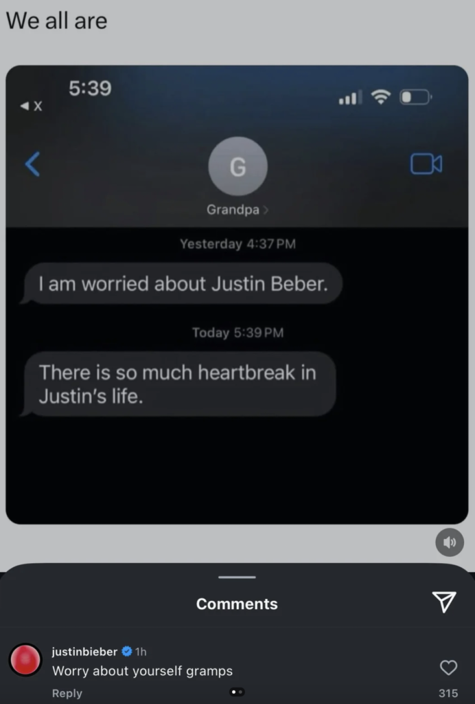 Justin Bieber Grandpa Text Message Viral